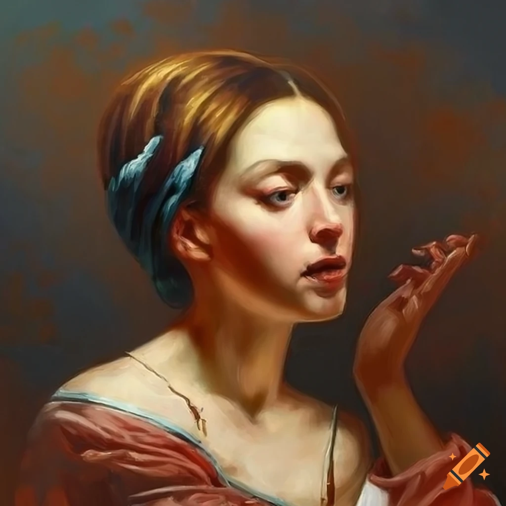 Masterful oil painting with exceptional lighting and high definition ...