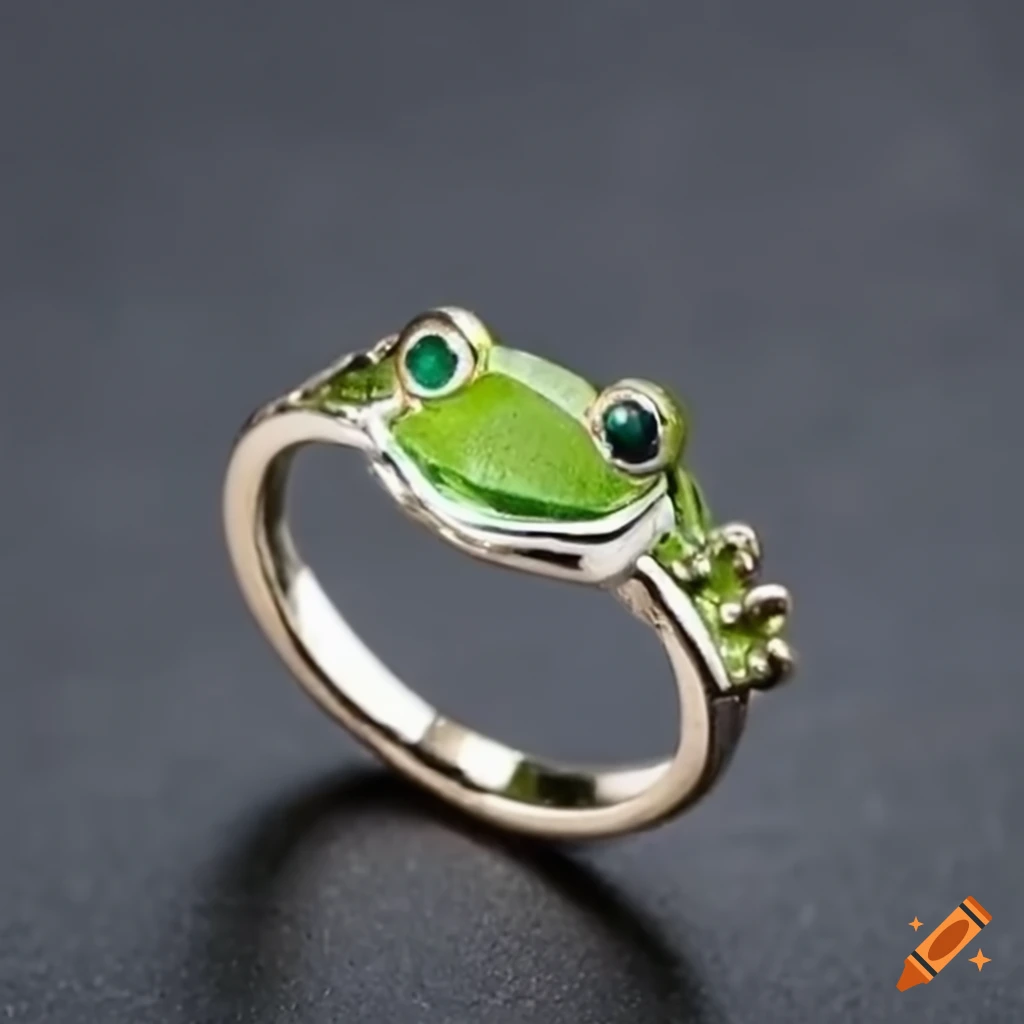 Frog-themed emerald ring with epic details on Craiyon