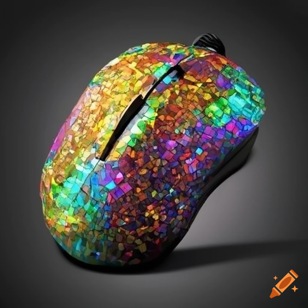 Computer mouse with multicolored mosaic smalt design resembling a ...