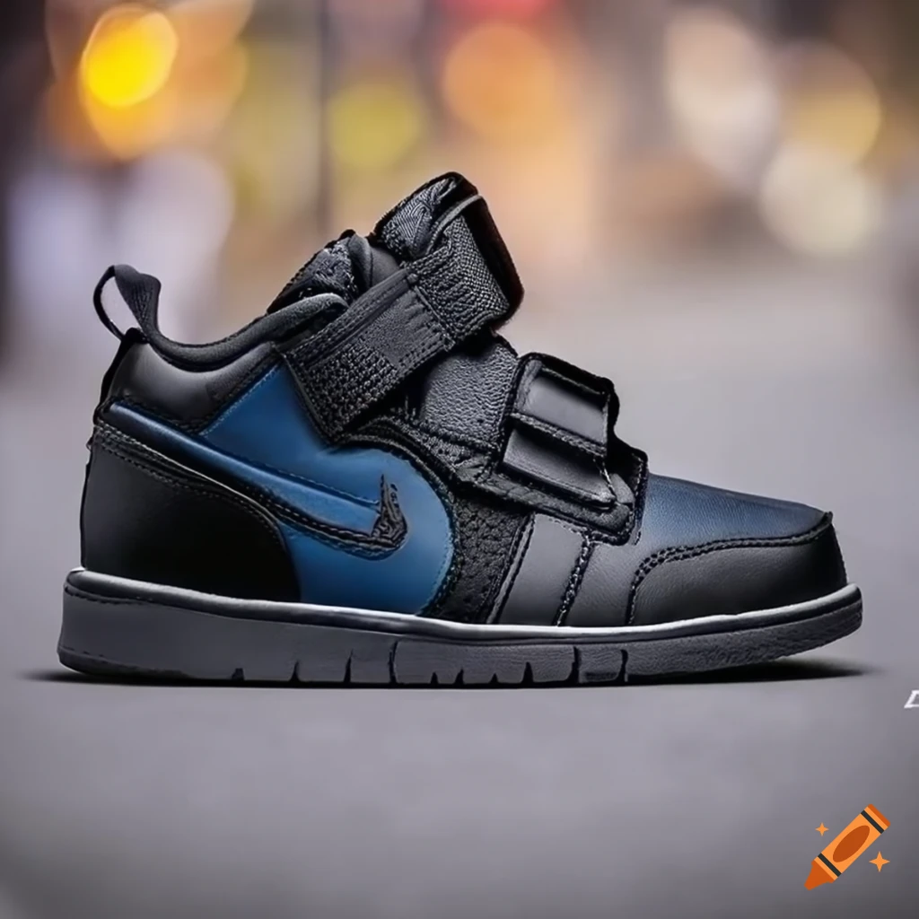 Black and blue ombre Air Jordan sneakers with velcro on Craiyon