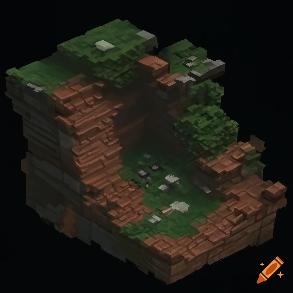 Isometric geologic terrain inspired by exanima, minecraft, darkest ...
