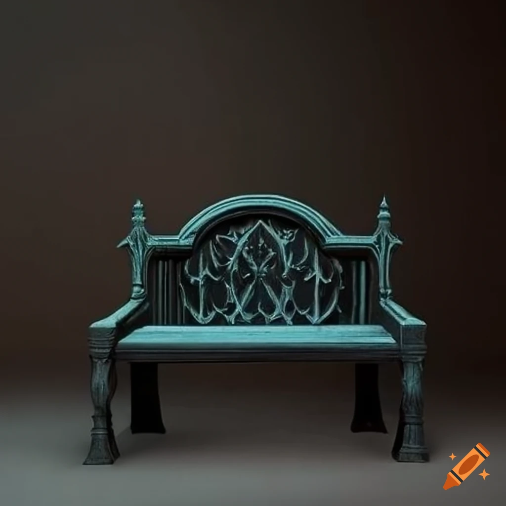 Gothic wooden bench on Craiyon