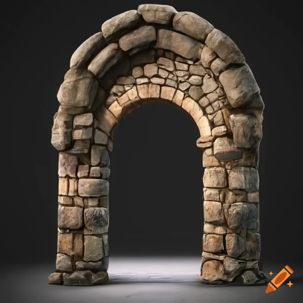 Cobblestone archway and door on Craiyon