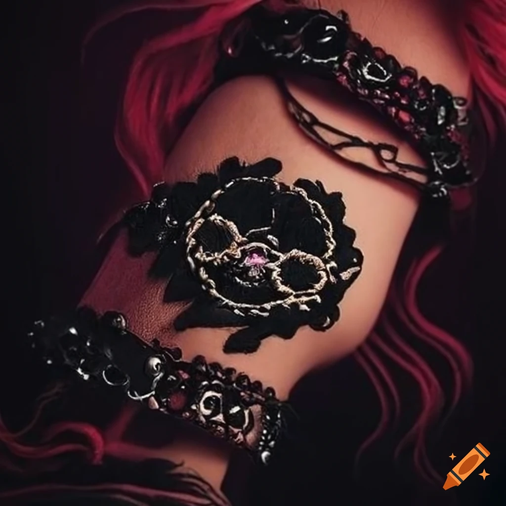 Embroidered goth bracelet cuff on Craiyon