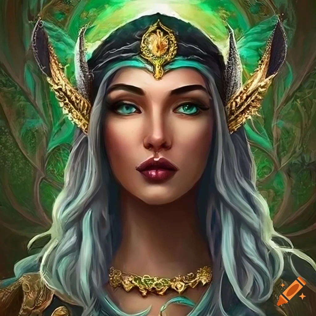 Ancient female sage portrait in a magical fantasy art style on Craiyon