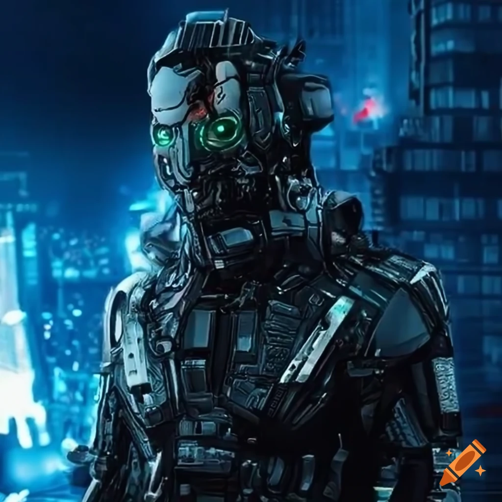 Full cyborg in a cyberpunk suit on Craiyon