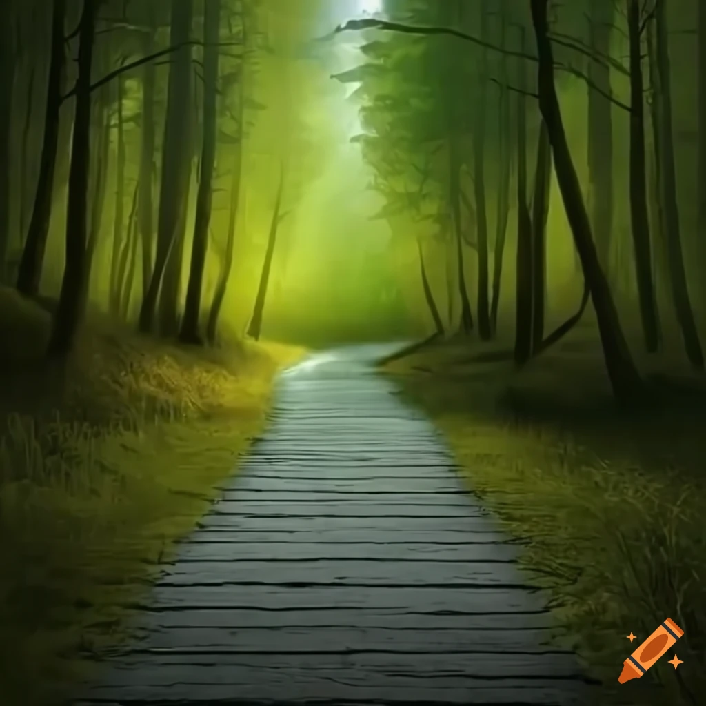 Relaxing path in a forest on Craiyon