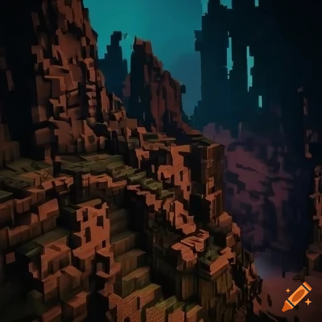 Geological isometric terrain inspired by Exanima, Minecraft, Darkest ...