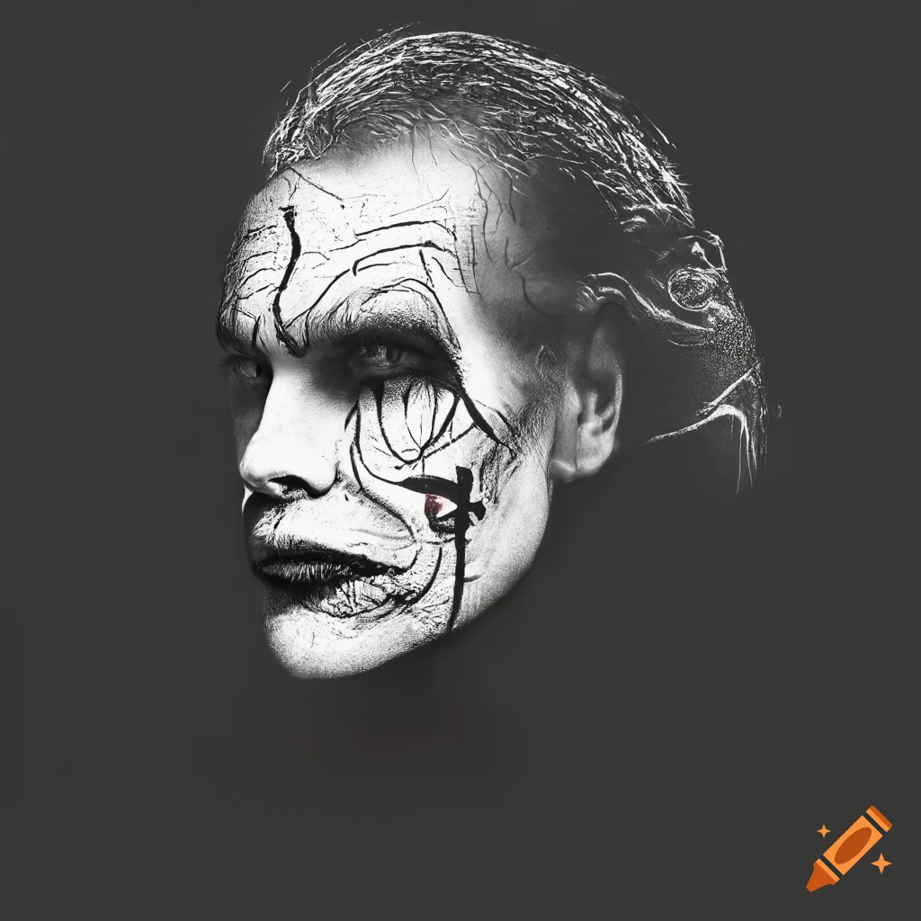Intricate pop art portrait of sting in joker-sting face paint on Craiyon