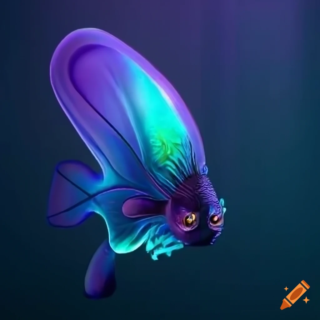 Sleek and elongated creature resembling a fusion of deep-sea fish and ...