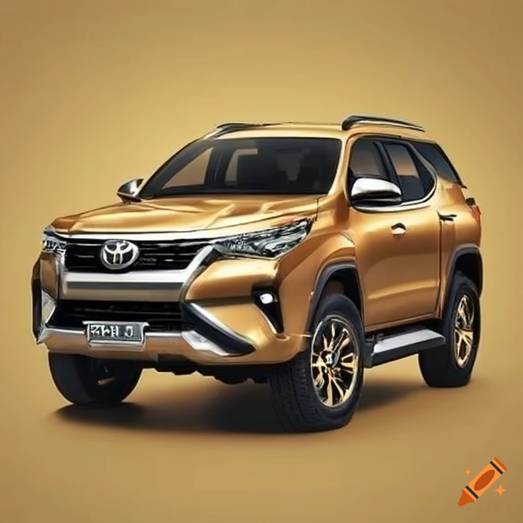 Golden toyota fortuner car on Craiyon