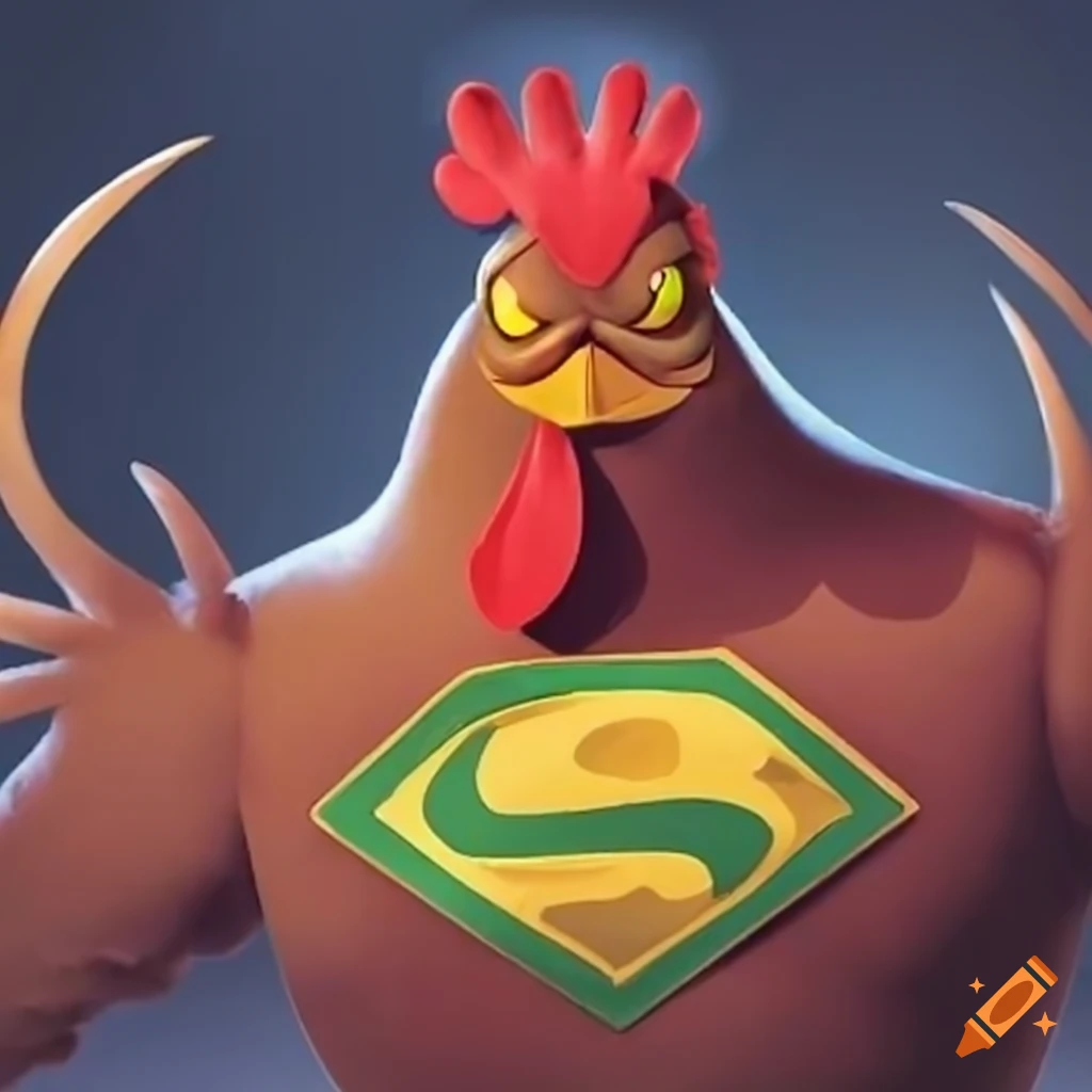 Superhero chicken character on Craiyon