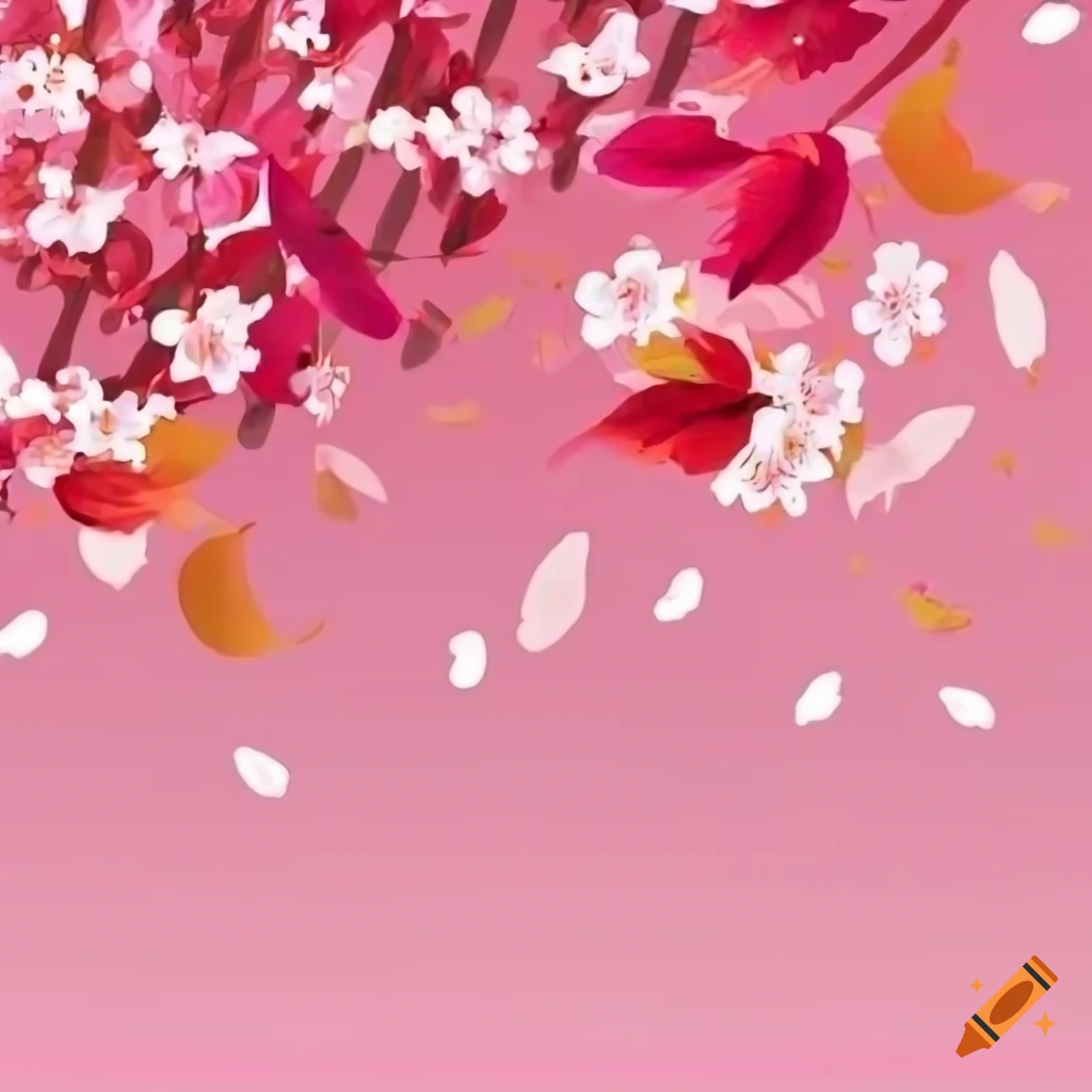 Cherry blossom leaves falling background on Craiyon