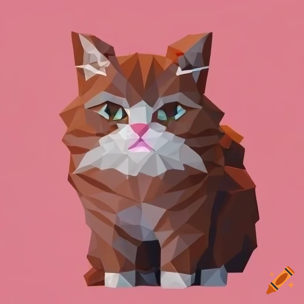 Fluffy low poly kitty made of wool on Craiyon