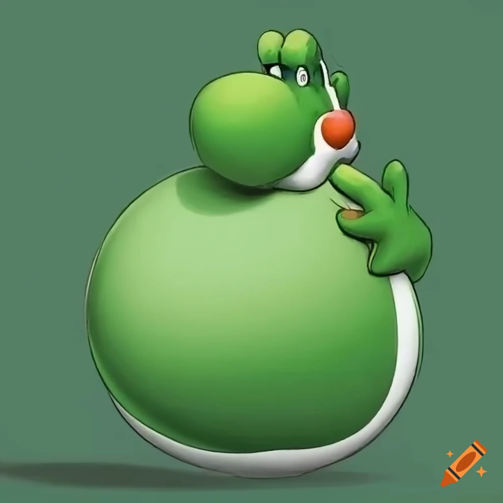 Iconic green Yoshi with a large round belly from Super Mario Bros on ...