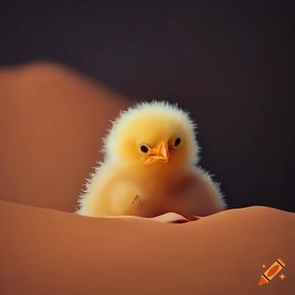 Giant chickling emerging from sand like a sandworm from dune on Craiyon