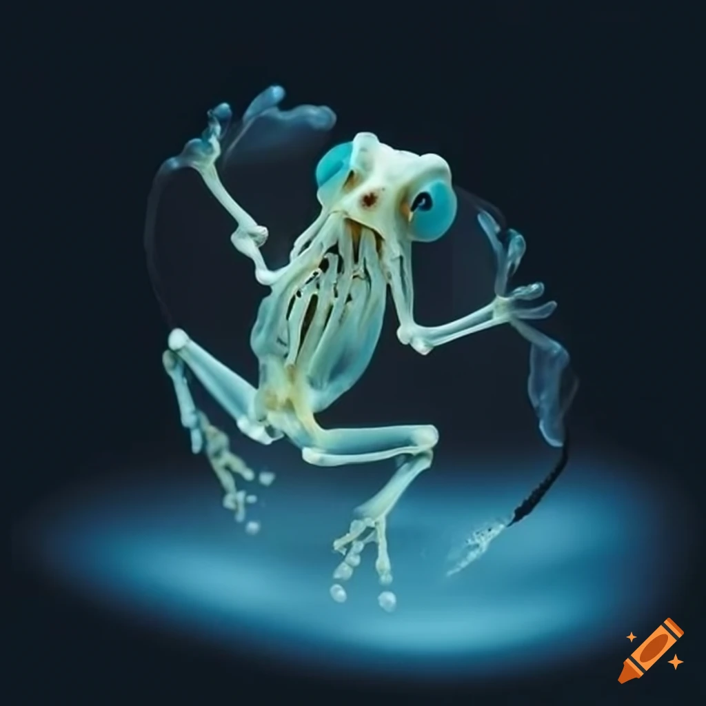 Frog skeleton in jelly on Craiyon