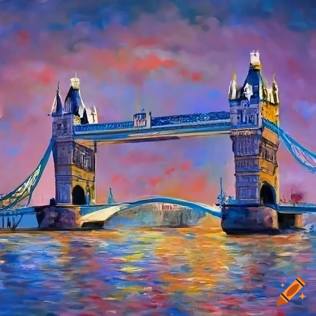 London Tower Bridge in soft Monet-inspired colors on Craiyon
