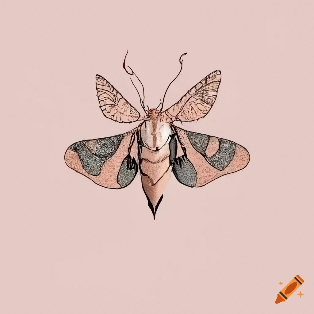Minimalist line drawing of a moth on Craiyon