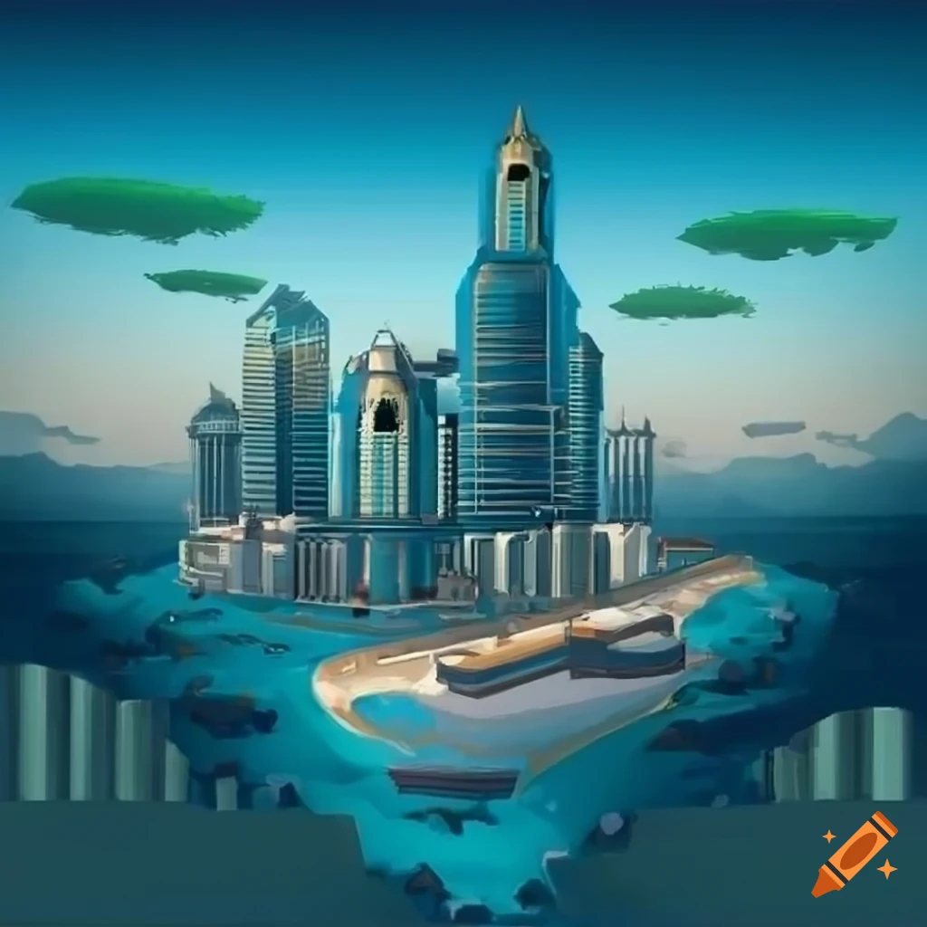 Alien world landscape with unique buildings and vehicles on Craiyon