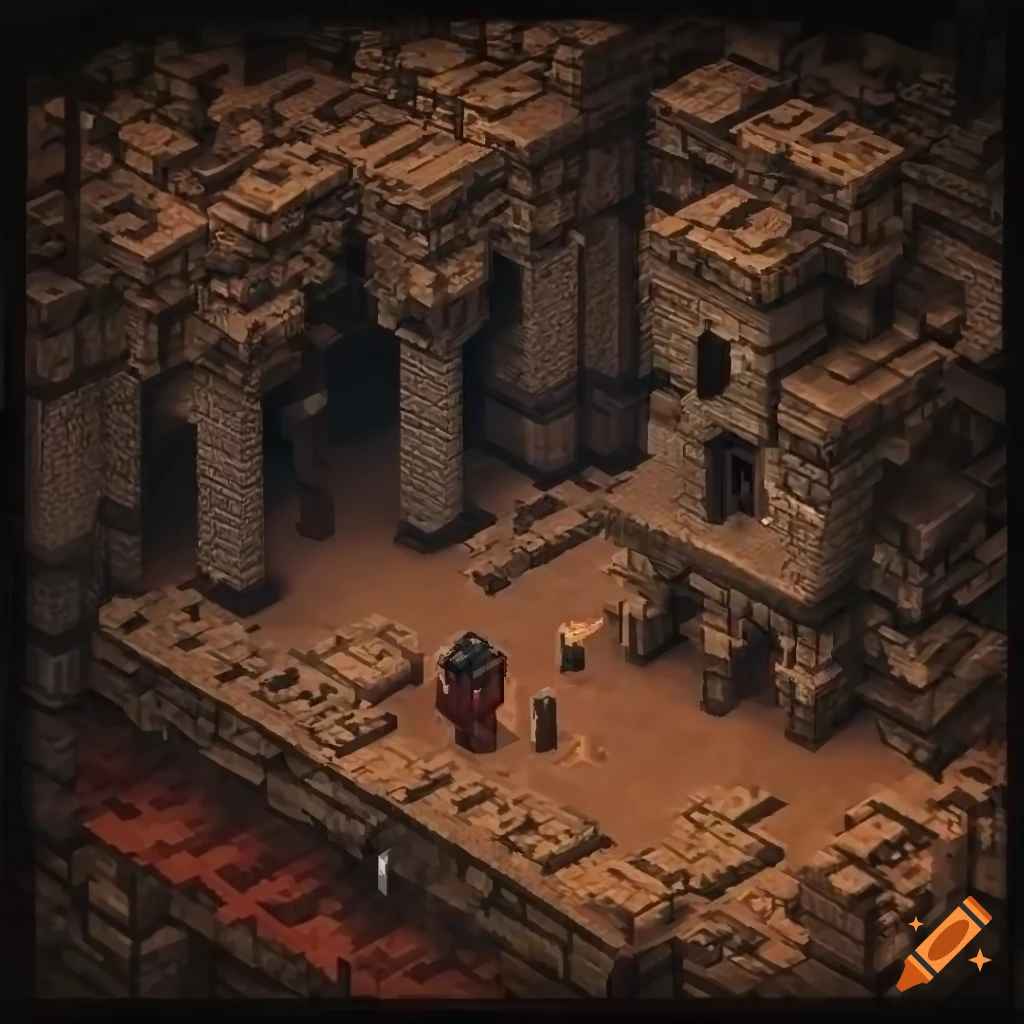 Isometric terrain inspired by exanima, diablo 3, and minecraft on Craiyon
