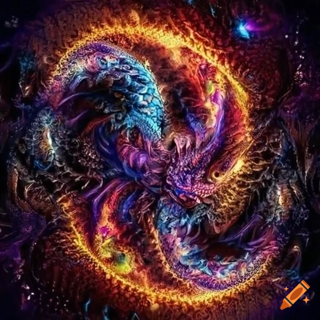 Multi-dimensional dragon with intricate fractal-like scales in galaxy ...