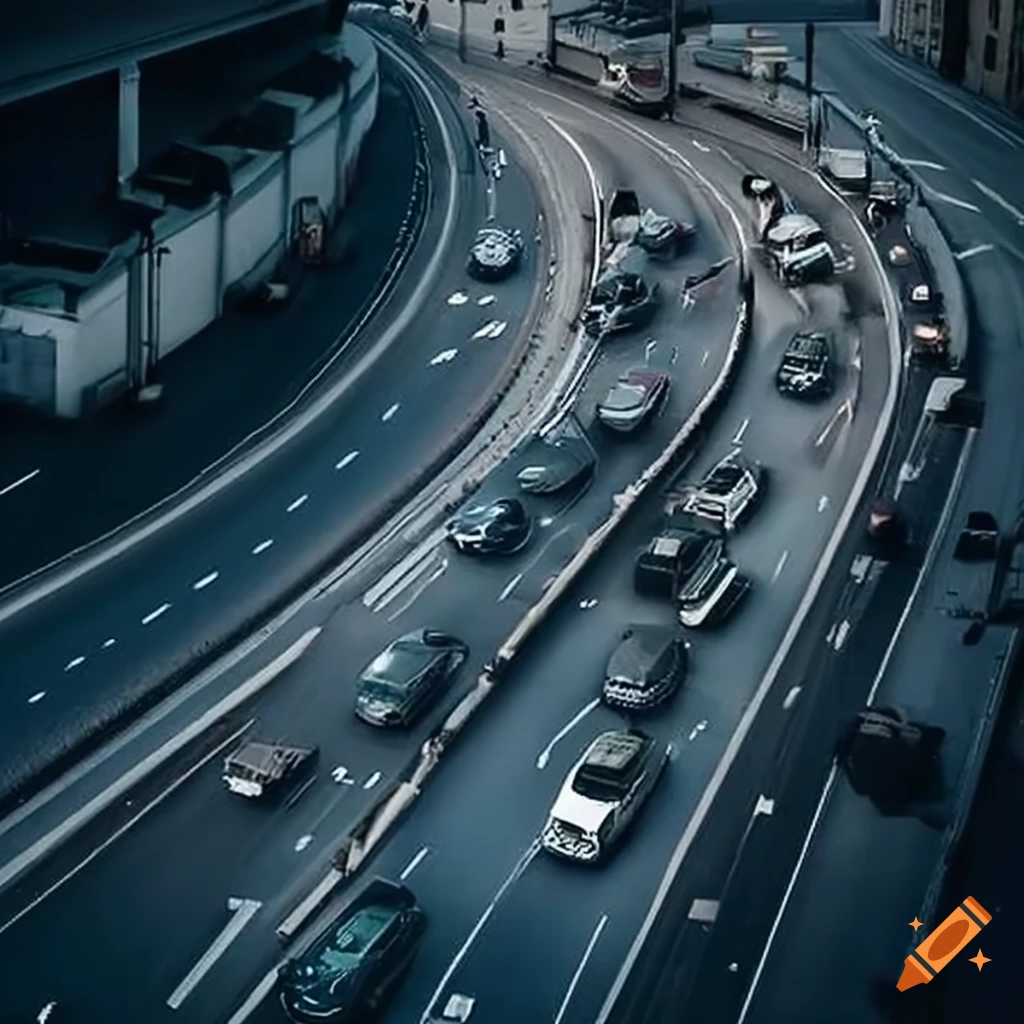 Three street roads merging together on Craiyon