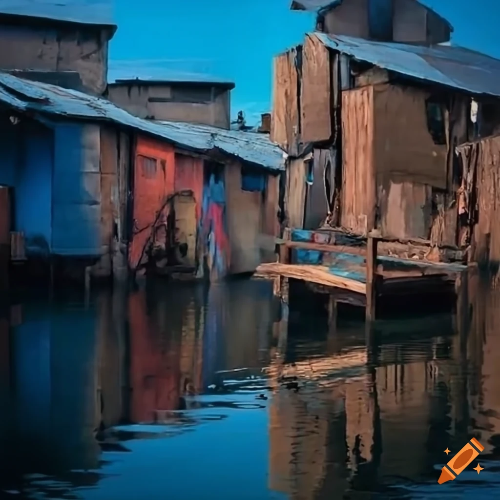 City slums with structures on stilts by Hans von Marées on Craiyon