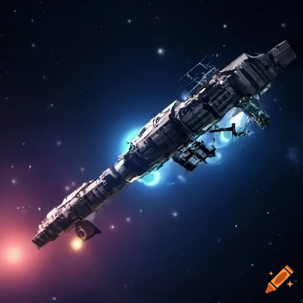 Space ship docking at sci-fi space station near a planet on Craiyon