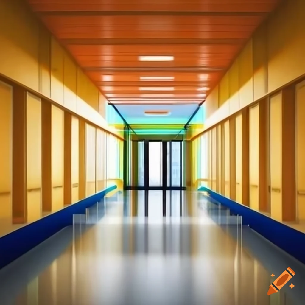 Beautiful modern school hallway on Craiyon