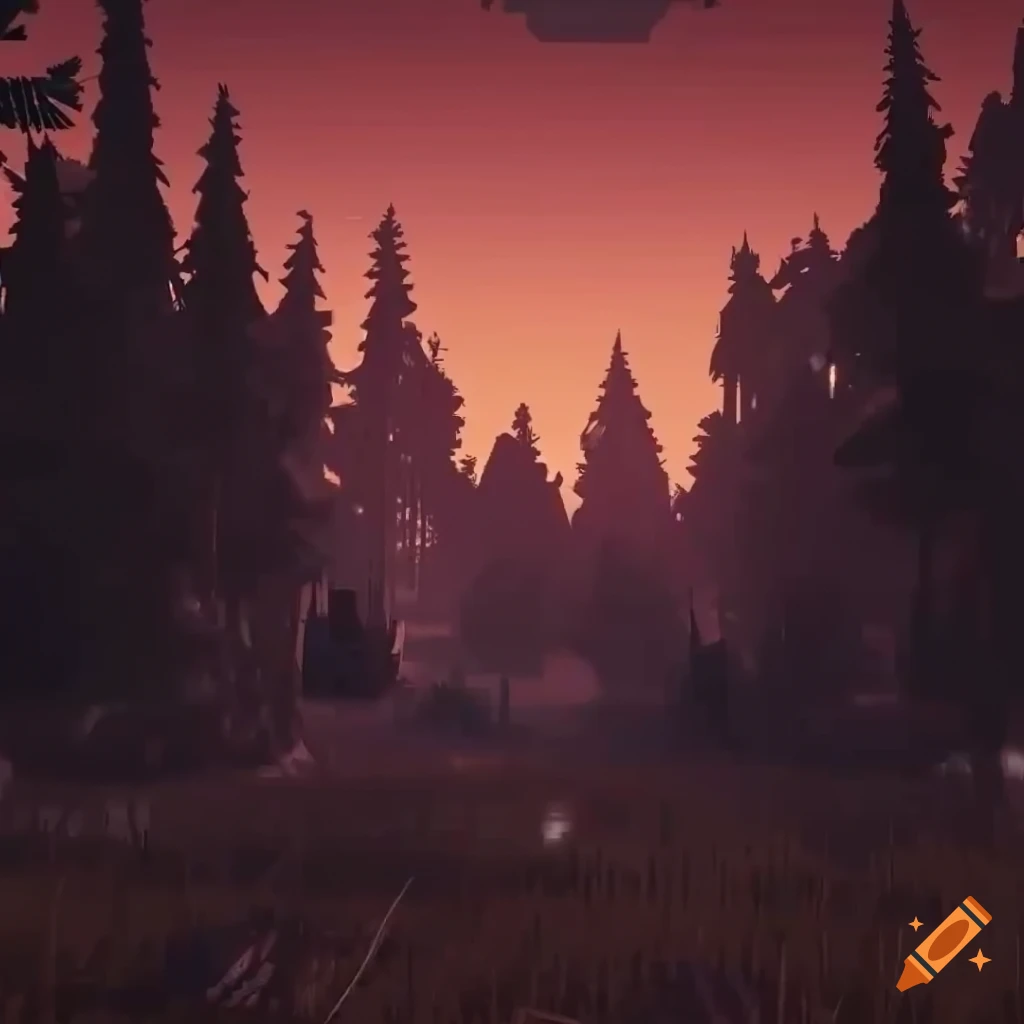 Dense forest at night in the style of rust video games on Craiyon