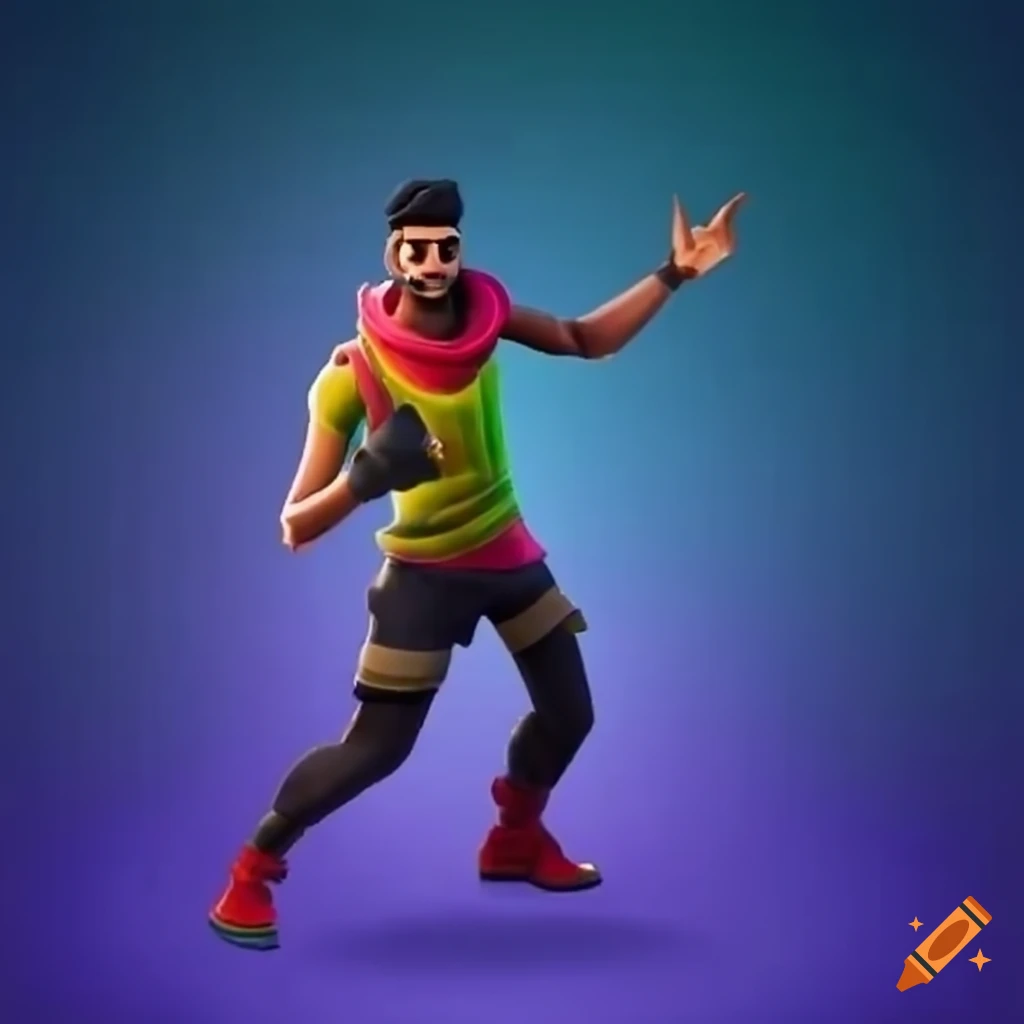Indian man performing a Fortnite dance on Craiyon
