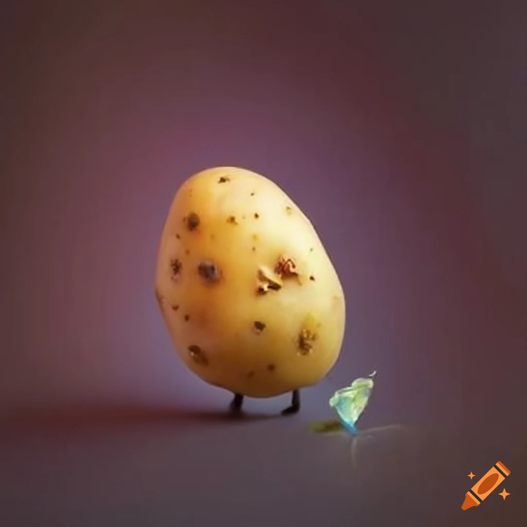 Diamond surrounding a potato on Craiyon