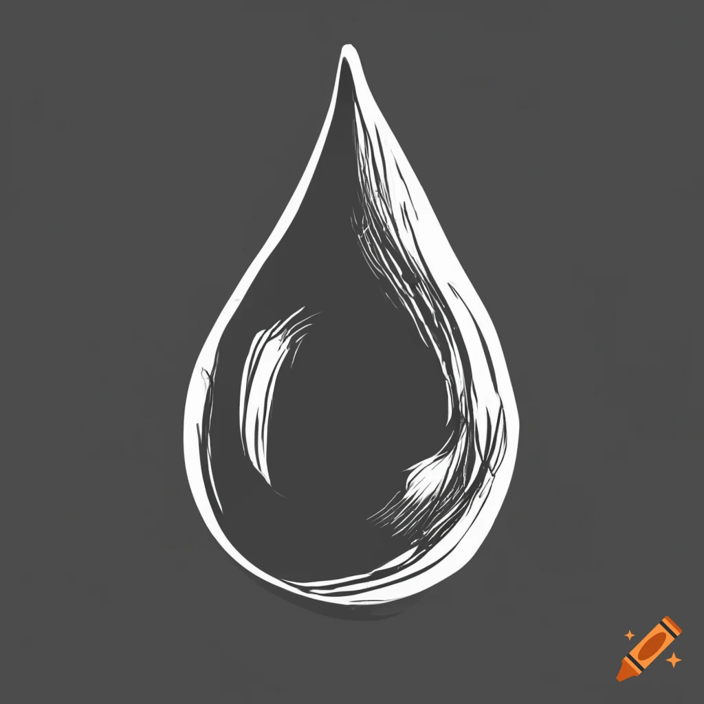 Simple line drawing of oil drops in black and white on Craiyon