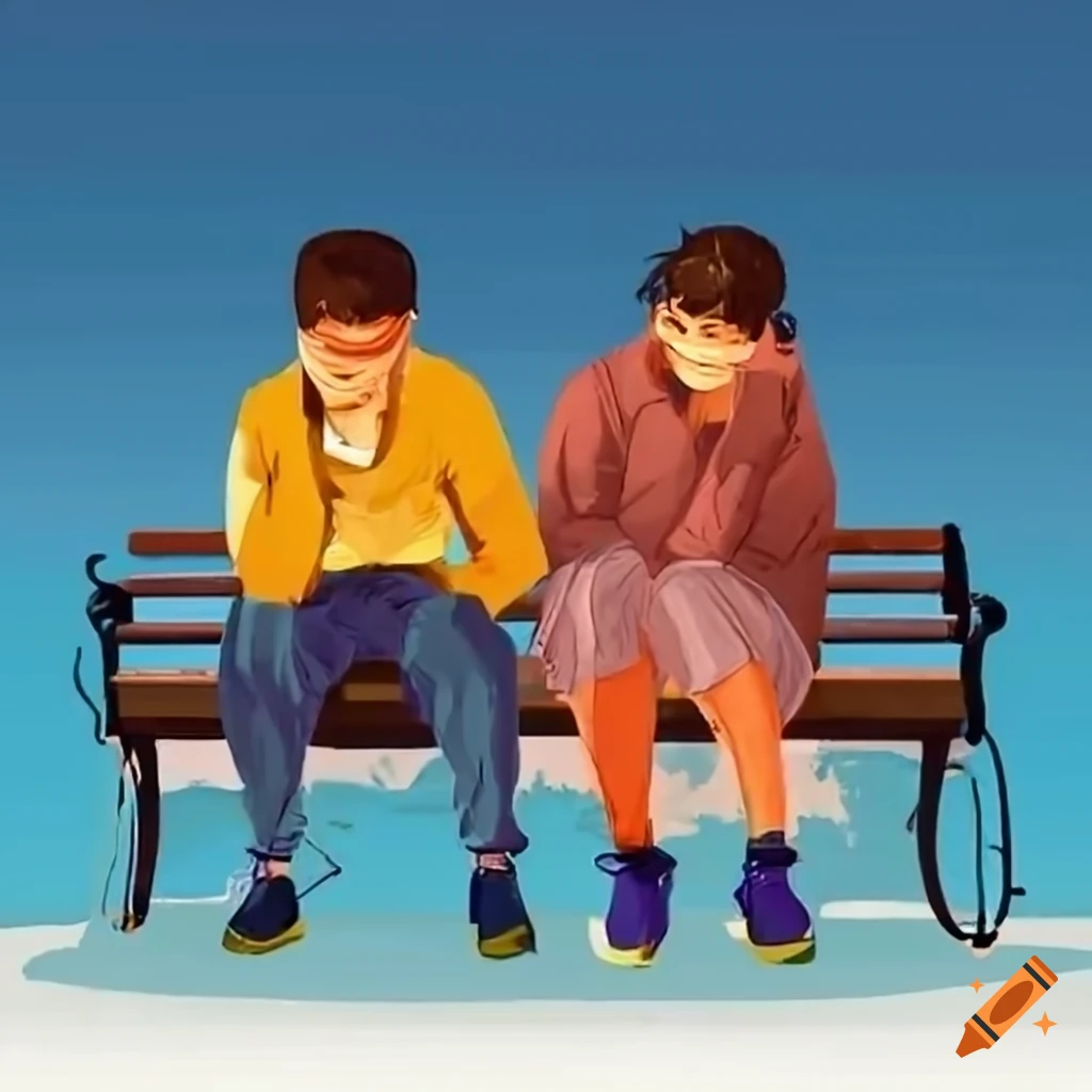 Two best friends sitting on a bench on Craiyon