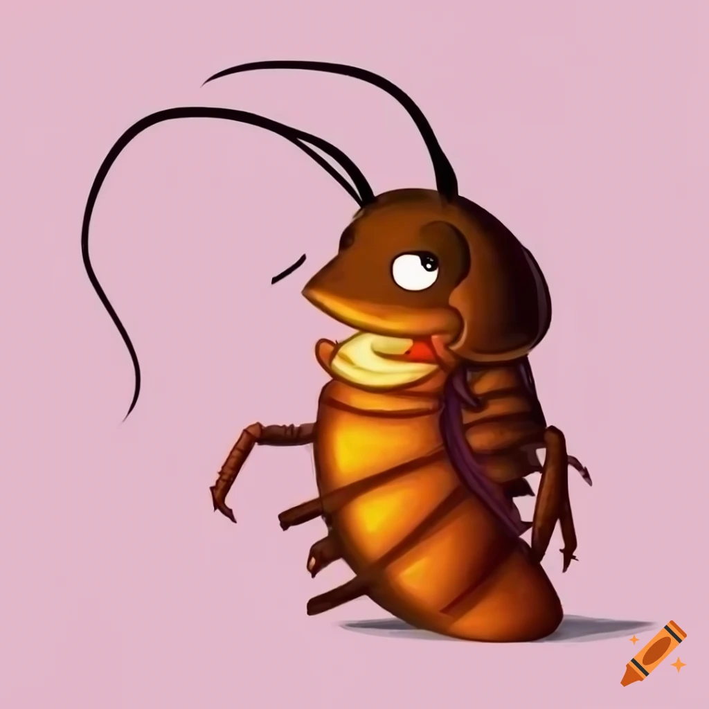 Cartoon cockroach saluting on Craiyon