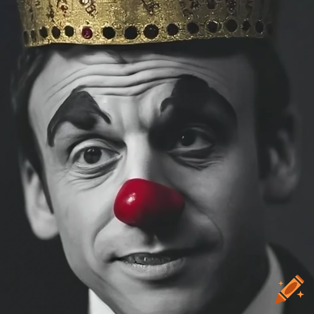 Political figure depicted as a clown with a crown on Craiyon