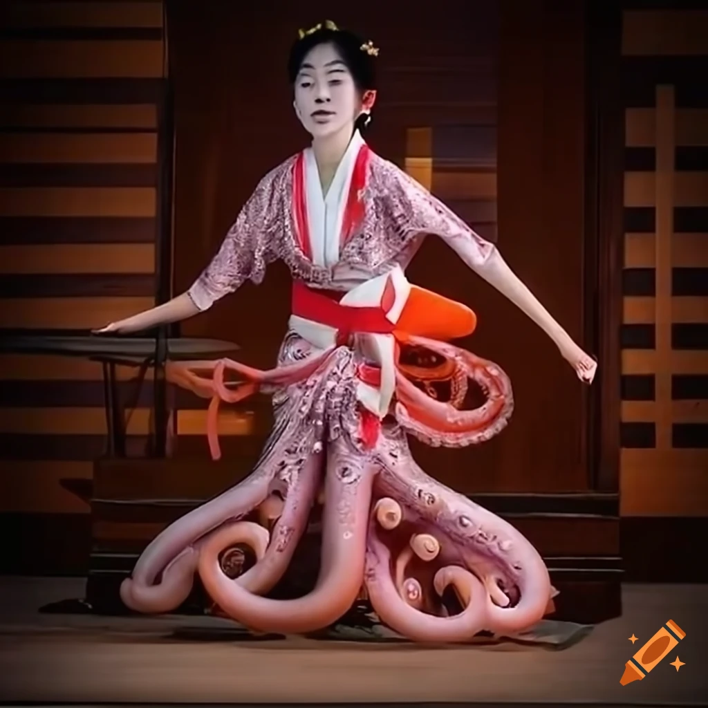 Nihon buyo traditional dance with dancing octopus on Craiyon