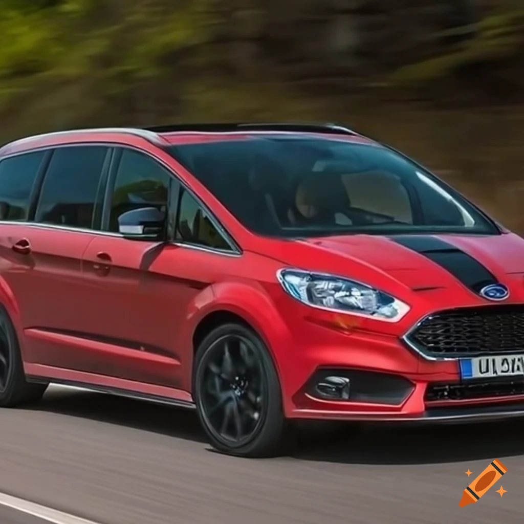 Sleek ford s-max rs mpv with racing stripes on a deserted highway on ...