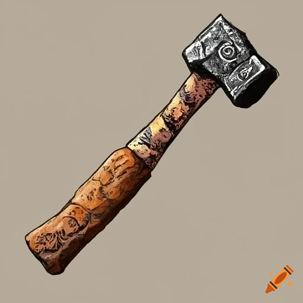 Ancient inca stone hammer on Craiyon