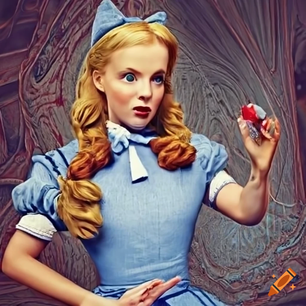 Realistic image of alice in wonderland and dorothy from oz on Craiyon