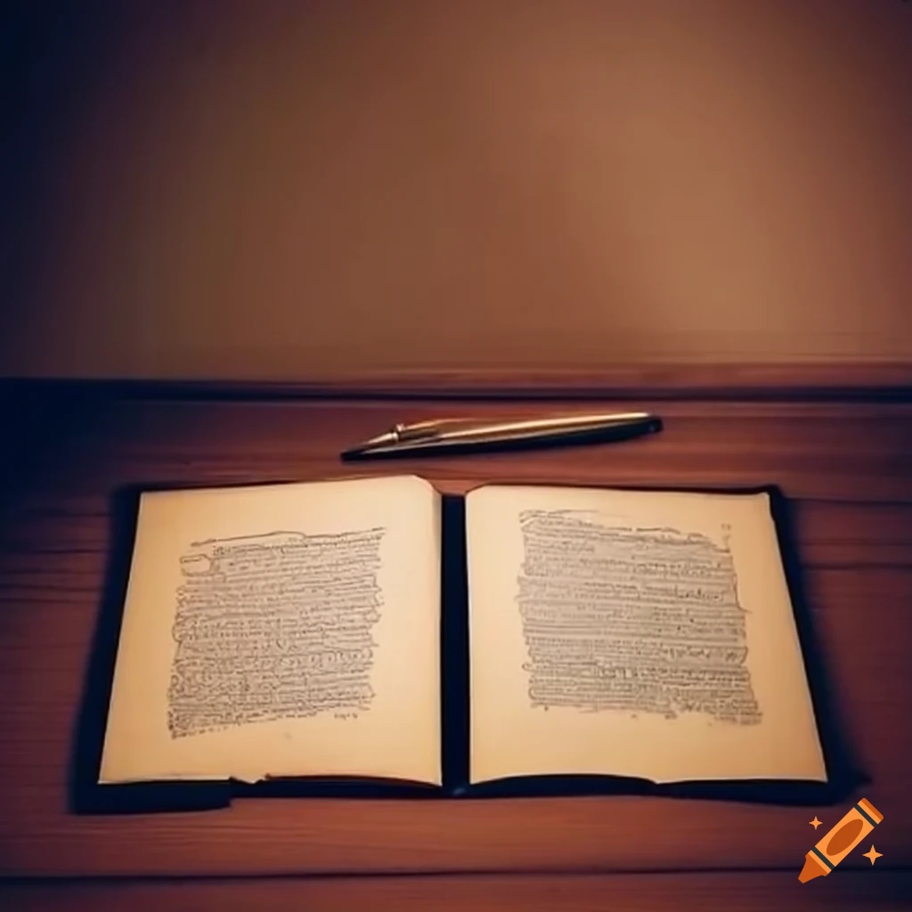 Mysterious page with ink, paper, and a pen ready to write on Craiyon