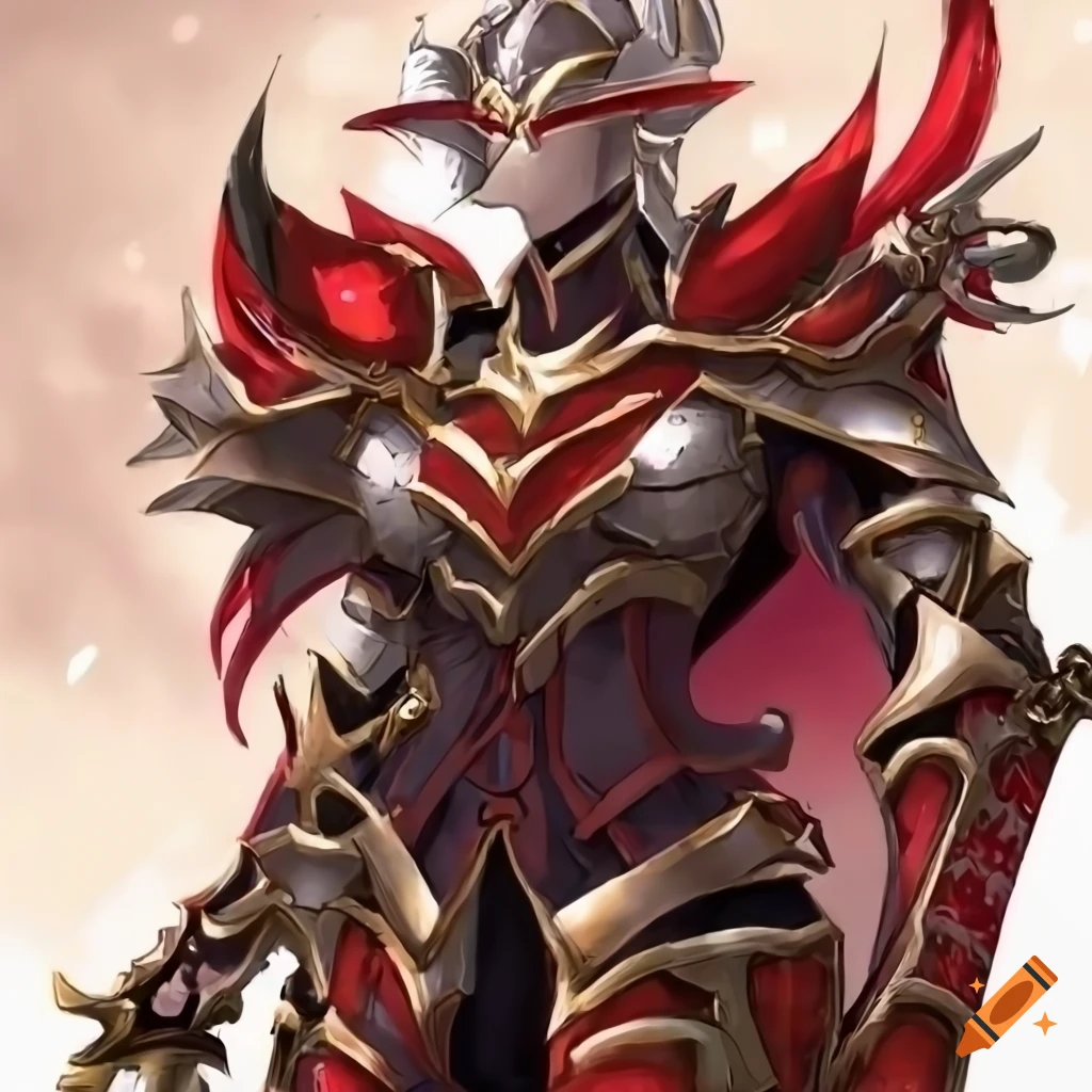 Sanguinus in anime style armor as a blood knight on Craiyon