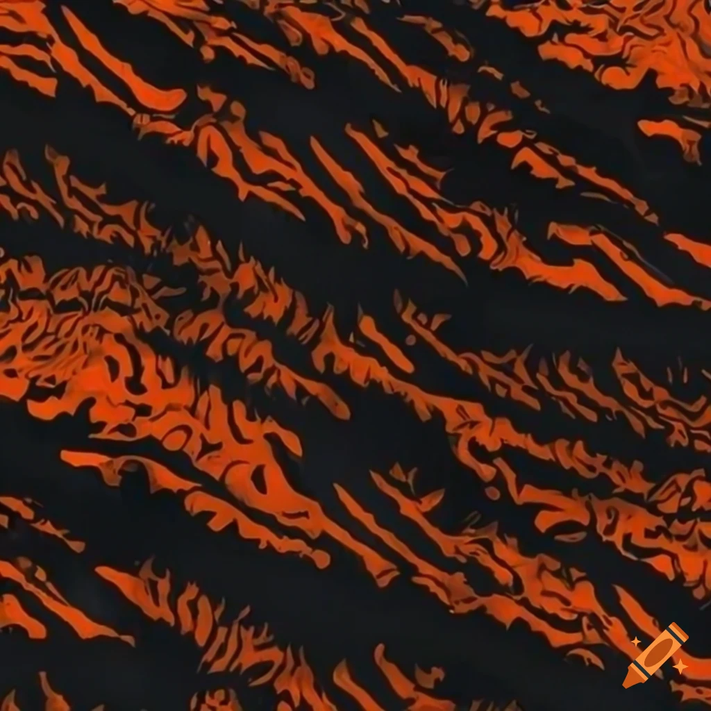 Abstract tiger stripe pattern in orange and black colors on Craiyon
