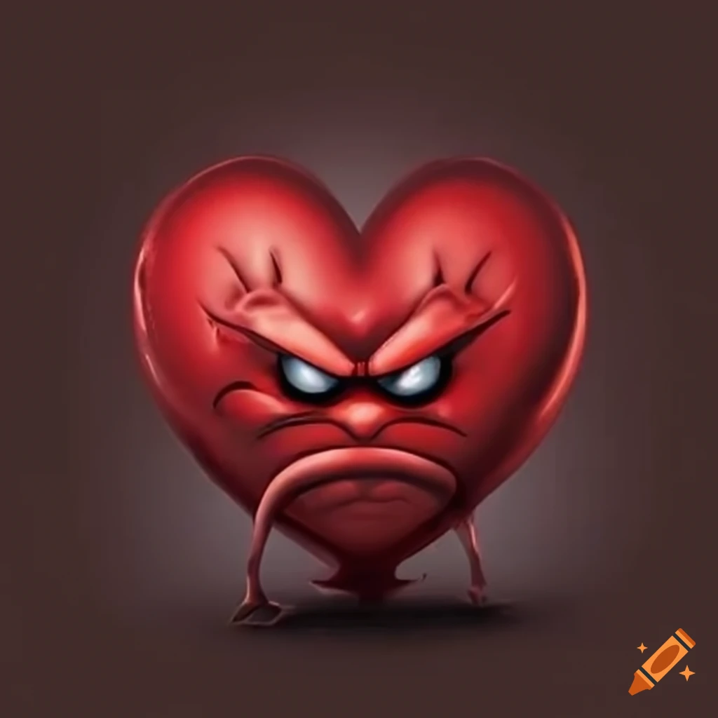 Illustration of an angry heart on Craiyon