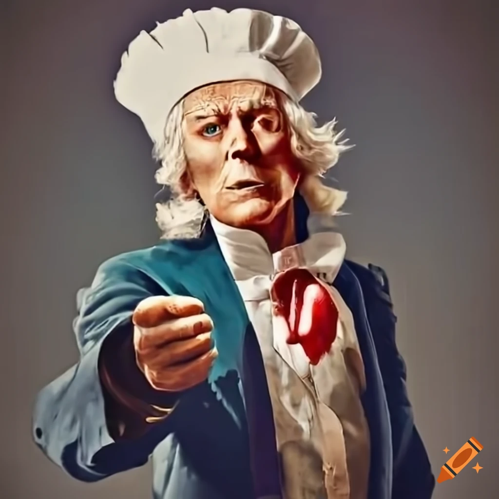 Uncle Sam with chef hat doing 'I want you for U.S. Army' pose on Craiyon
