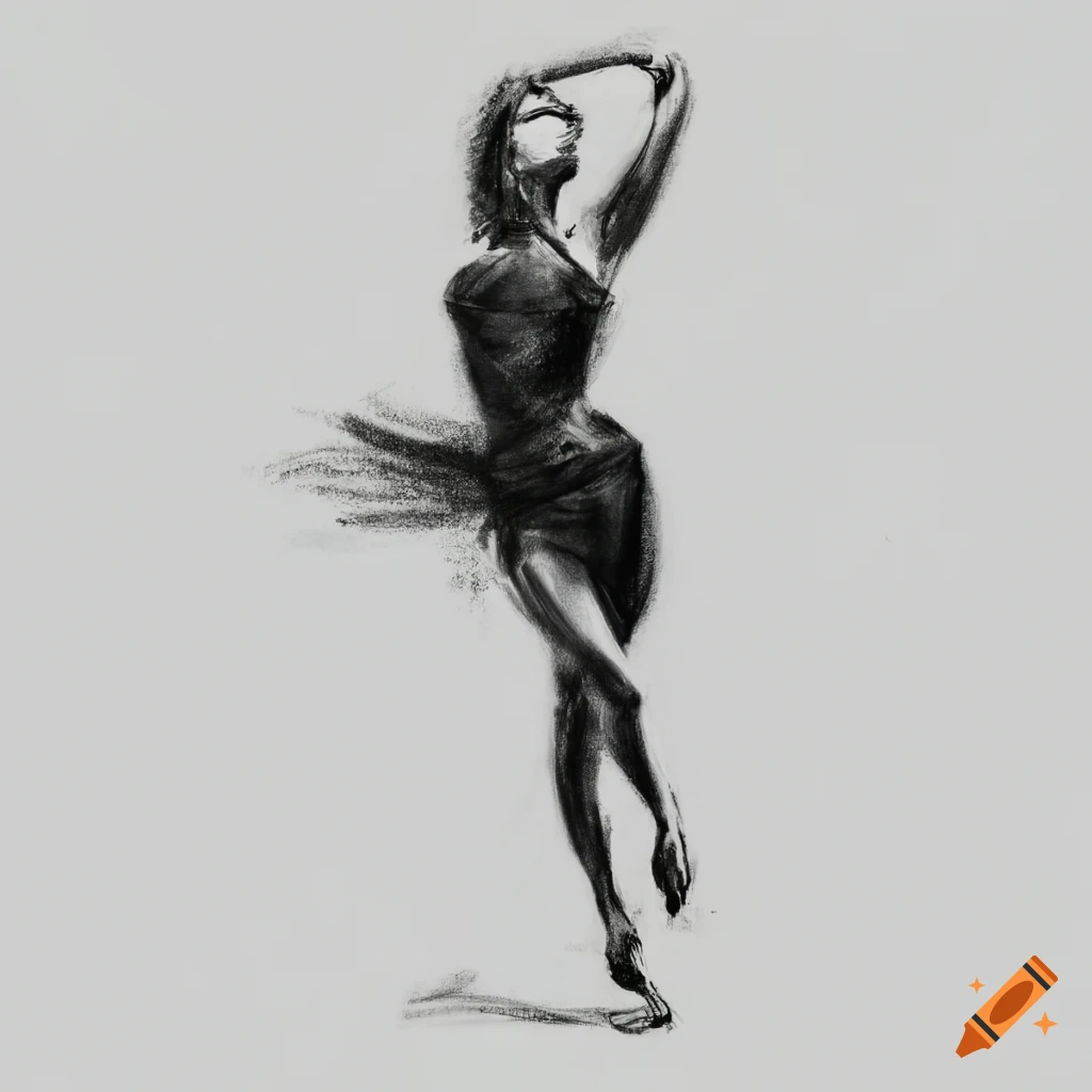 Female dancer sketch in charcoal on Craiyon