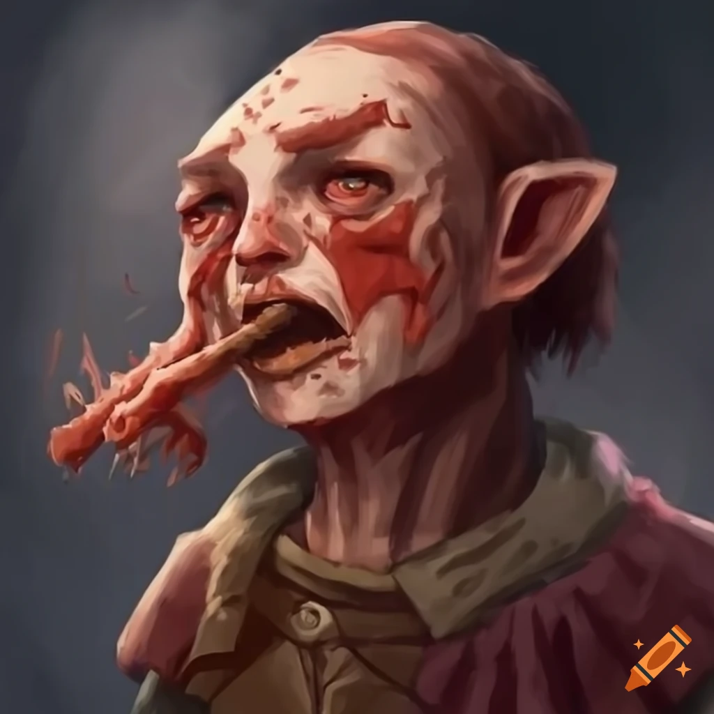 Crying villager with a half melted face in DND art on Craiyon