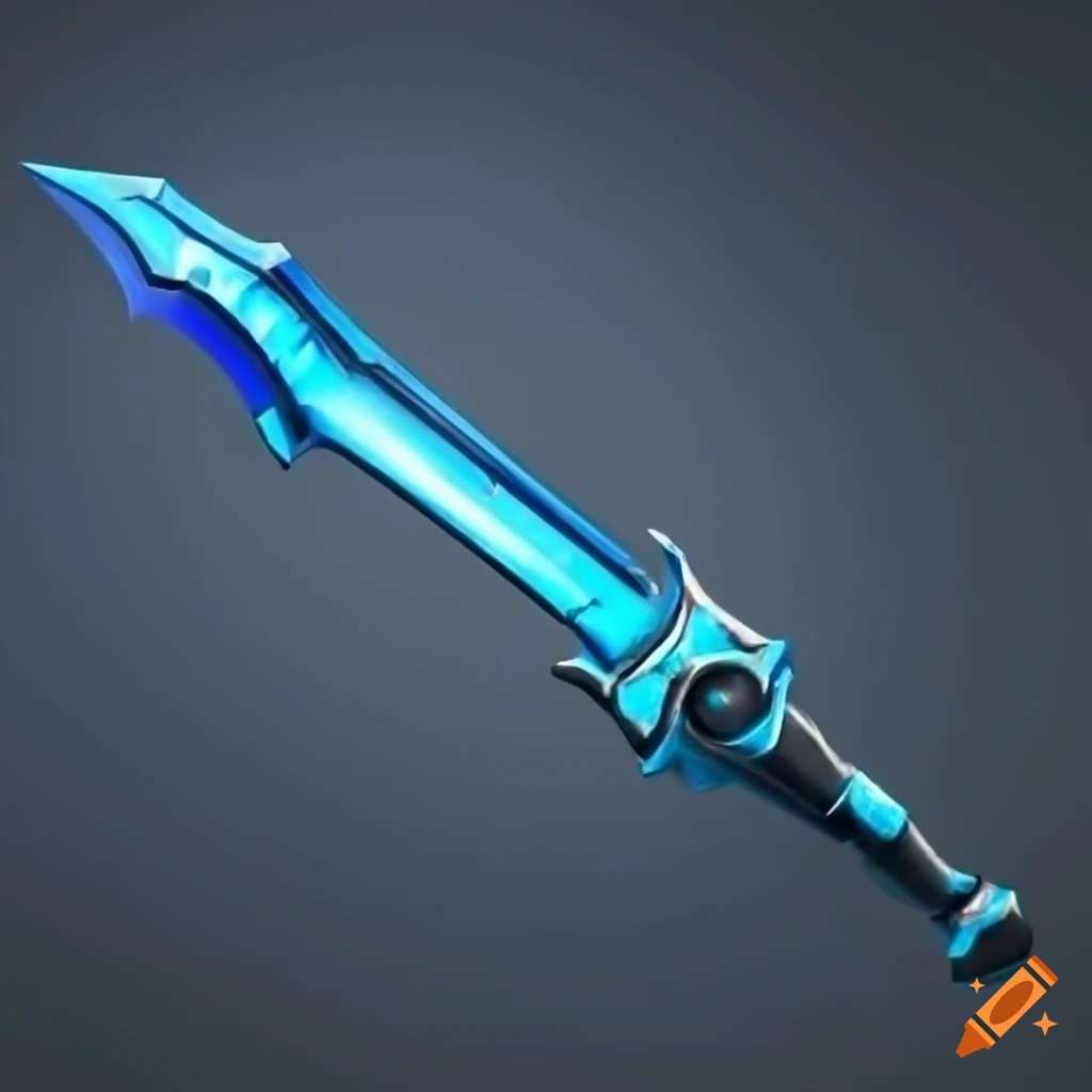 Blue futuristic blade weapon on Craiyon