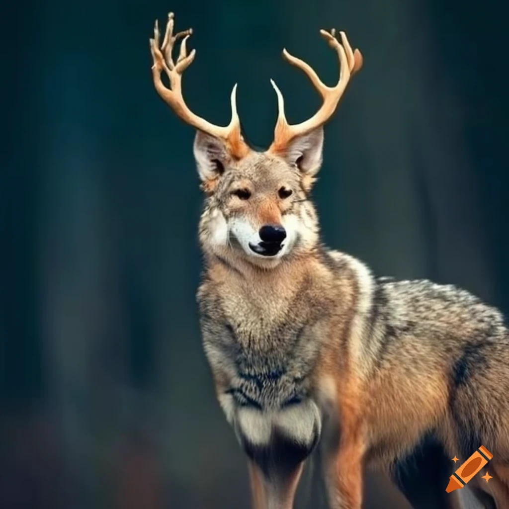 Wolf deer hybrid creature on Craiyon